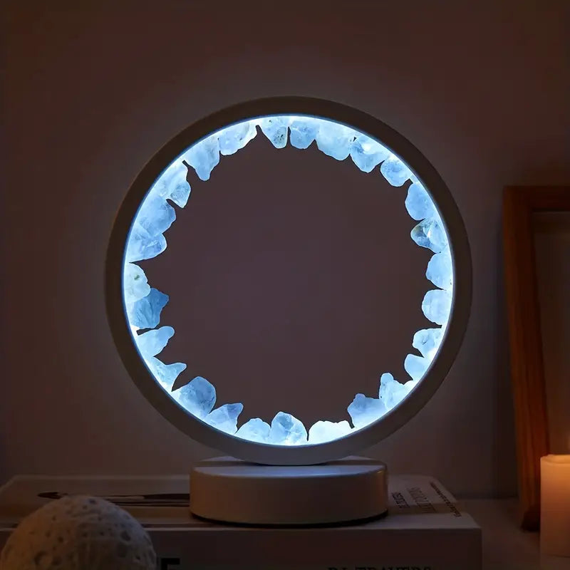 Celestite Crystal Circular Lamp – The Oracle Shop