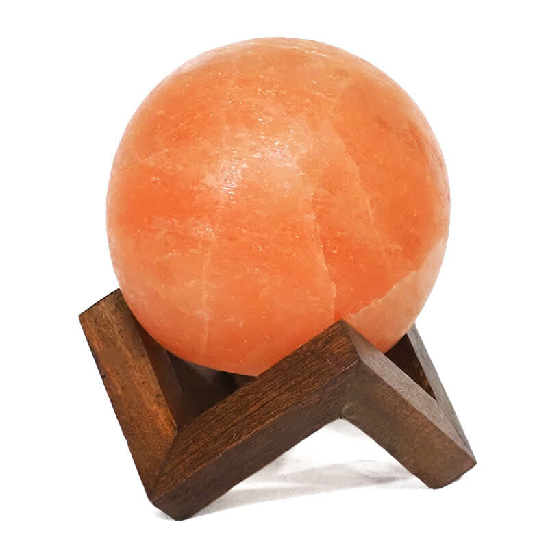 Sphere Salt Lamp with Wooden Holder (12V – 12W) – The Oracle Shop